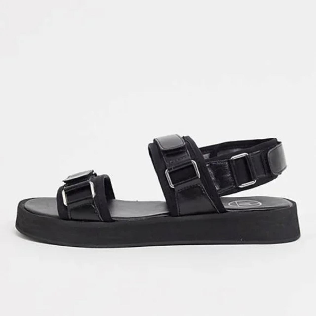 Missguided Women's Black and Silver Sandals | Depop