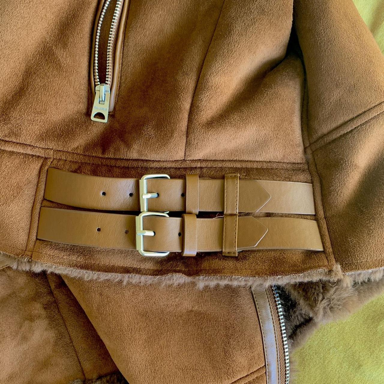 the softest brown aviator jacket, label says M but... - Depop