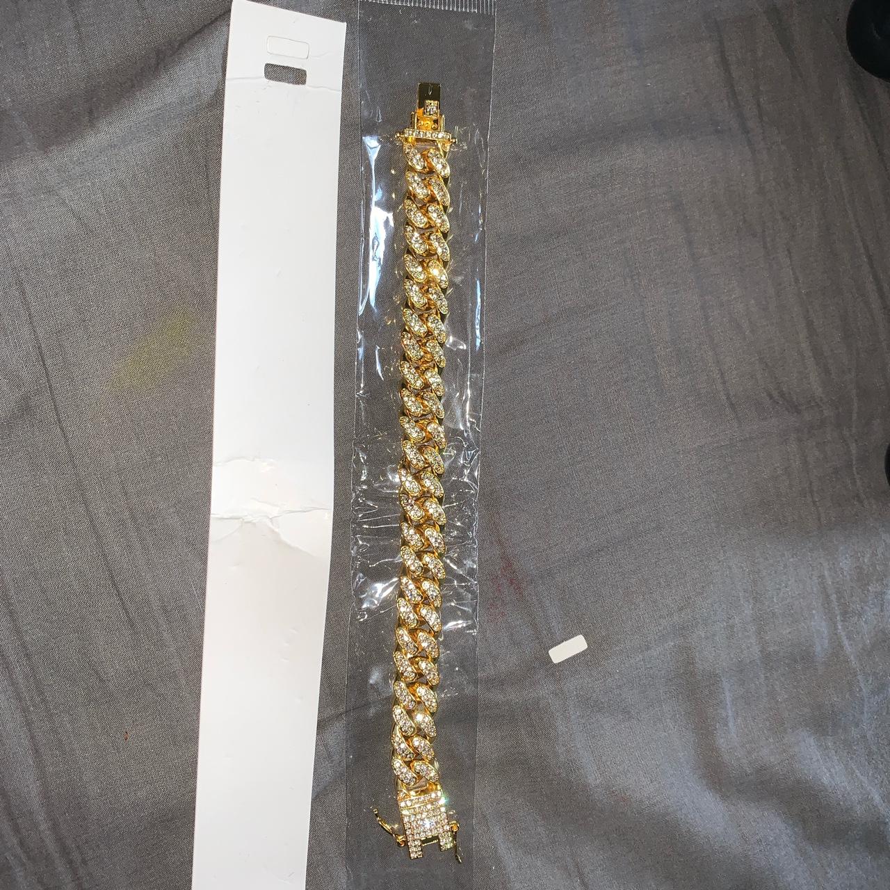 Gold diamond Cuban bracelet -brand new - Depop