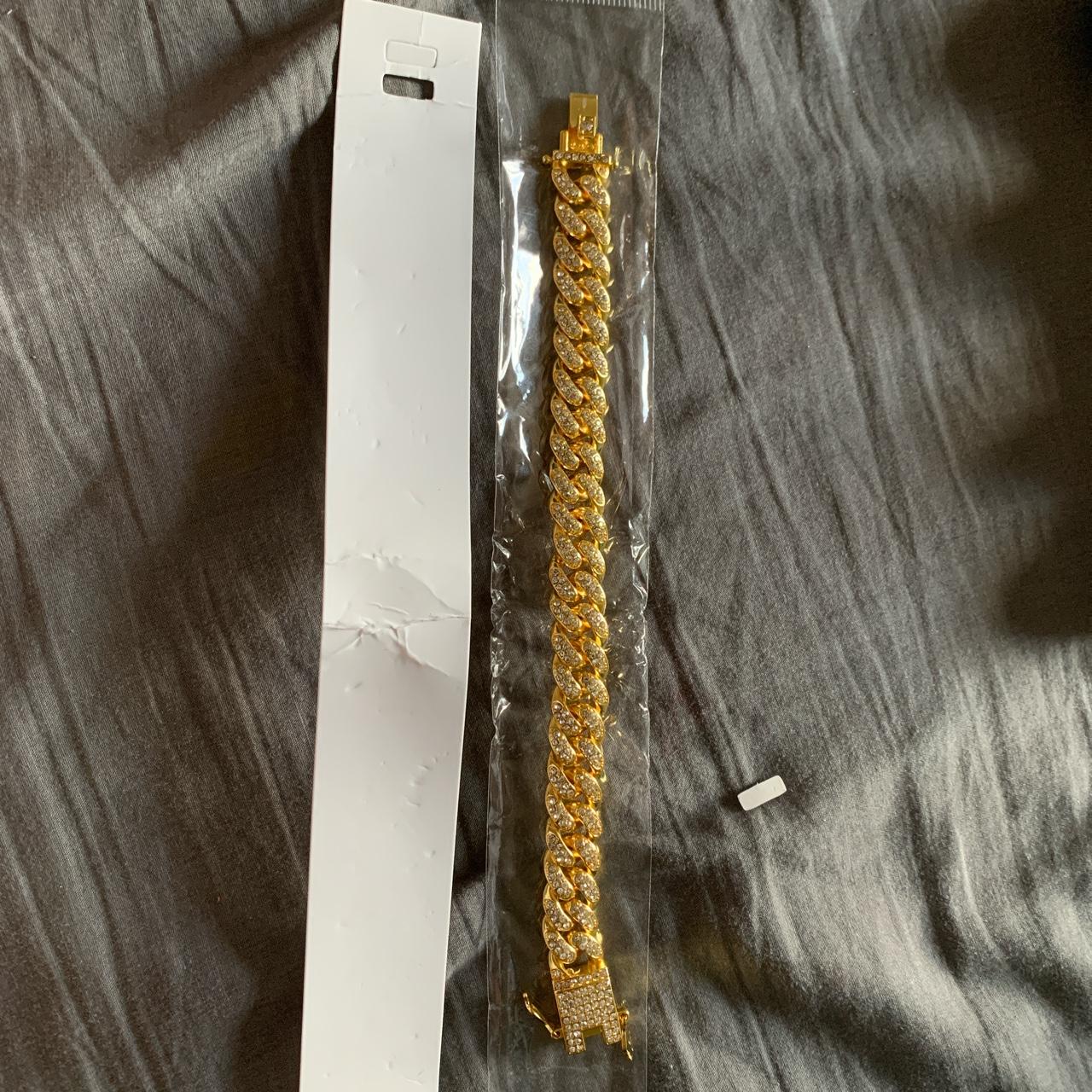 Gold diamond Cuban bracelet -brand new - Depop