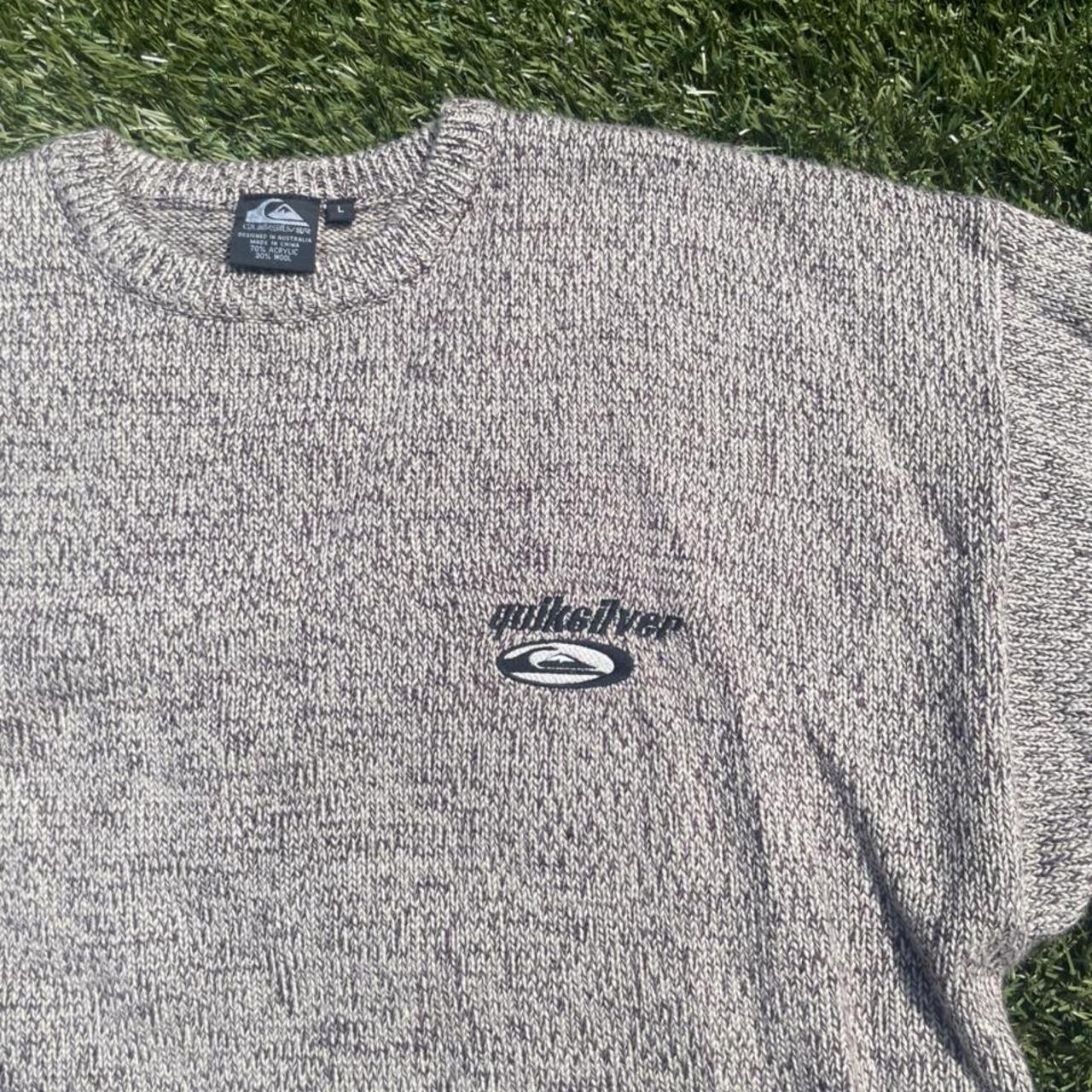 Quiksilver Men's Cream and Brown Jumper | Depop