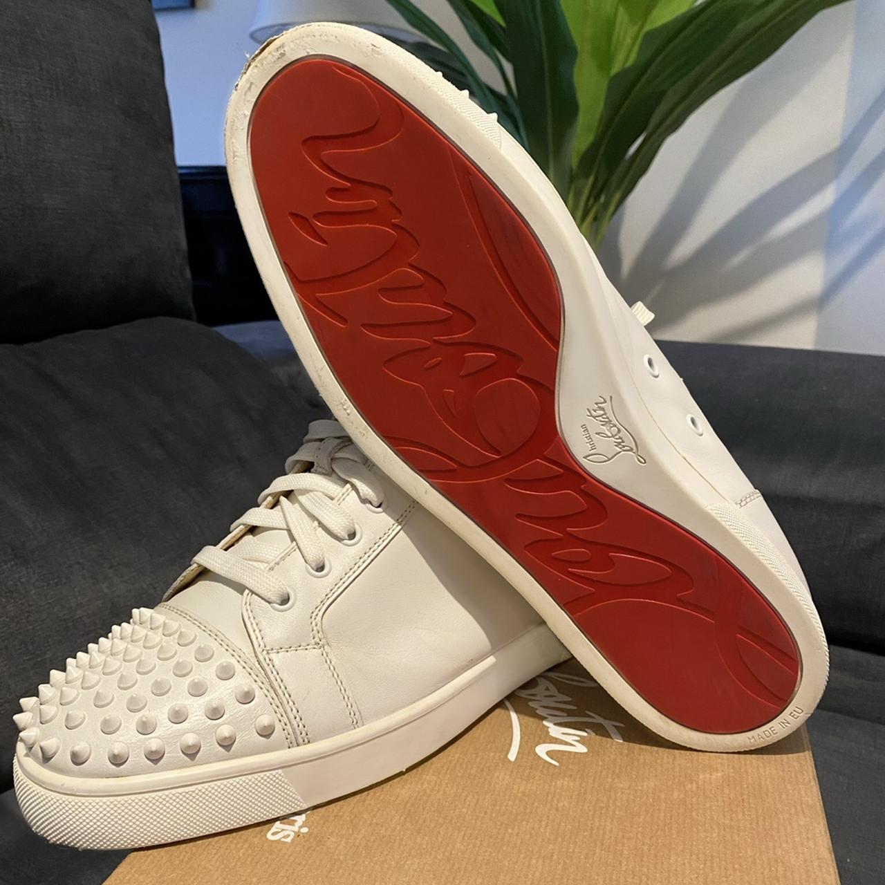 Christian Louboutin Louis Junior Spikes White... - Depop