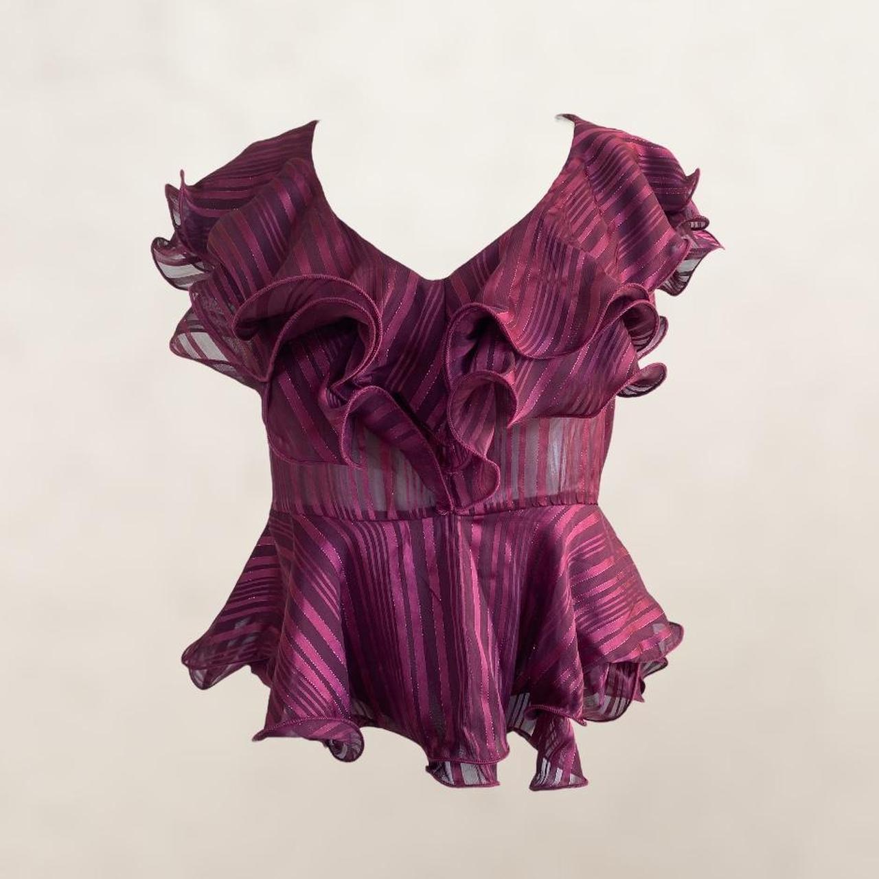 Purple Elegant Ruffle Blouse - Depop