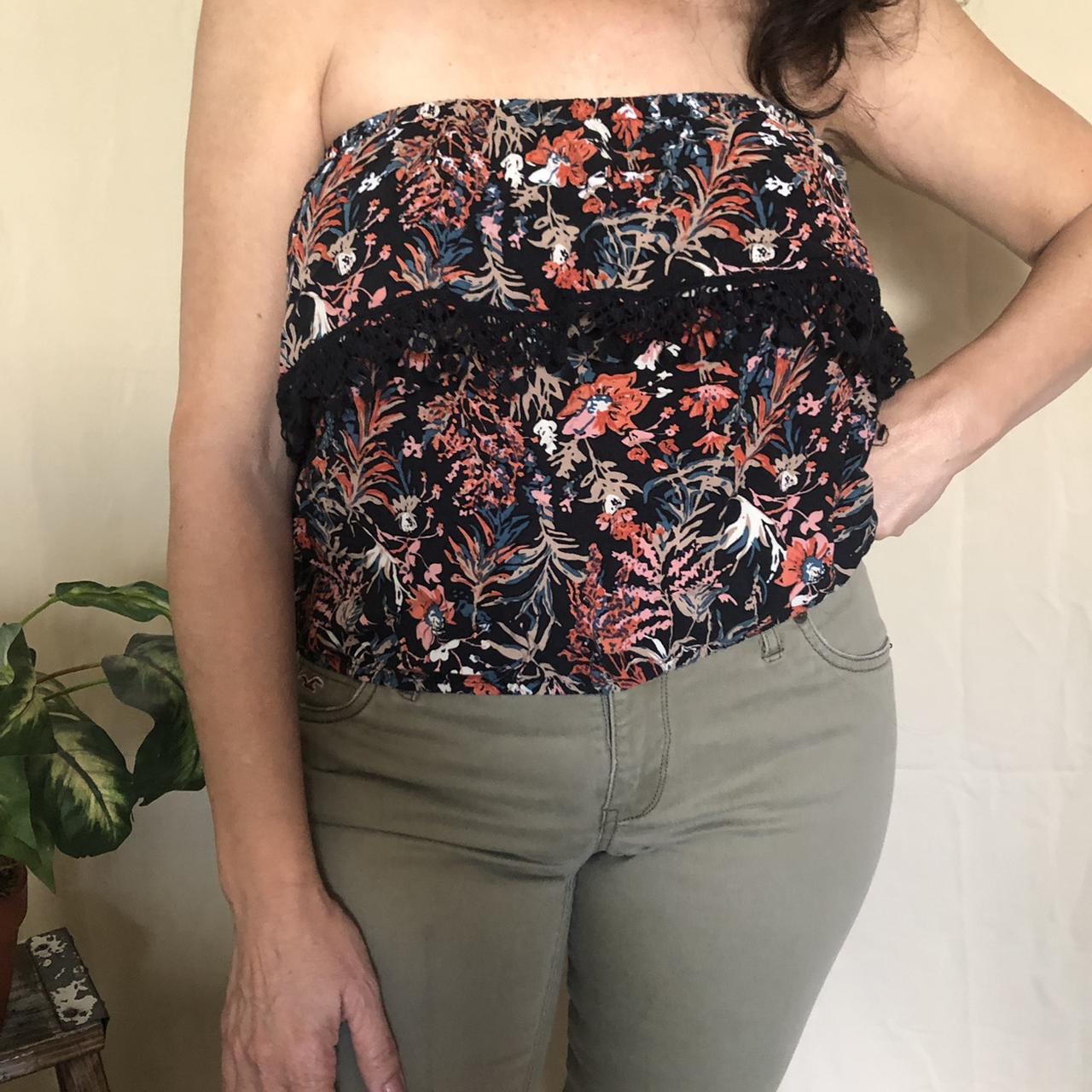 Lottie & Holly Tube Top •navy blue tropical tube... - Depop