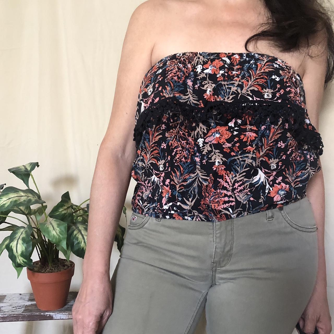 Lottie & Holly Tube Top •navy blue tropical tube... - Depop