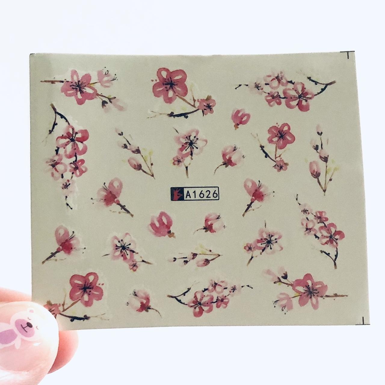 Cute Pink Flowers Nail Art Water Transfer Nail Art Depop