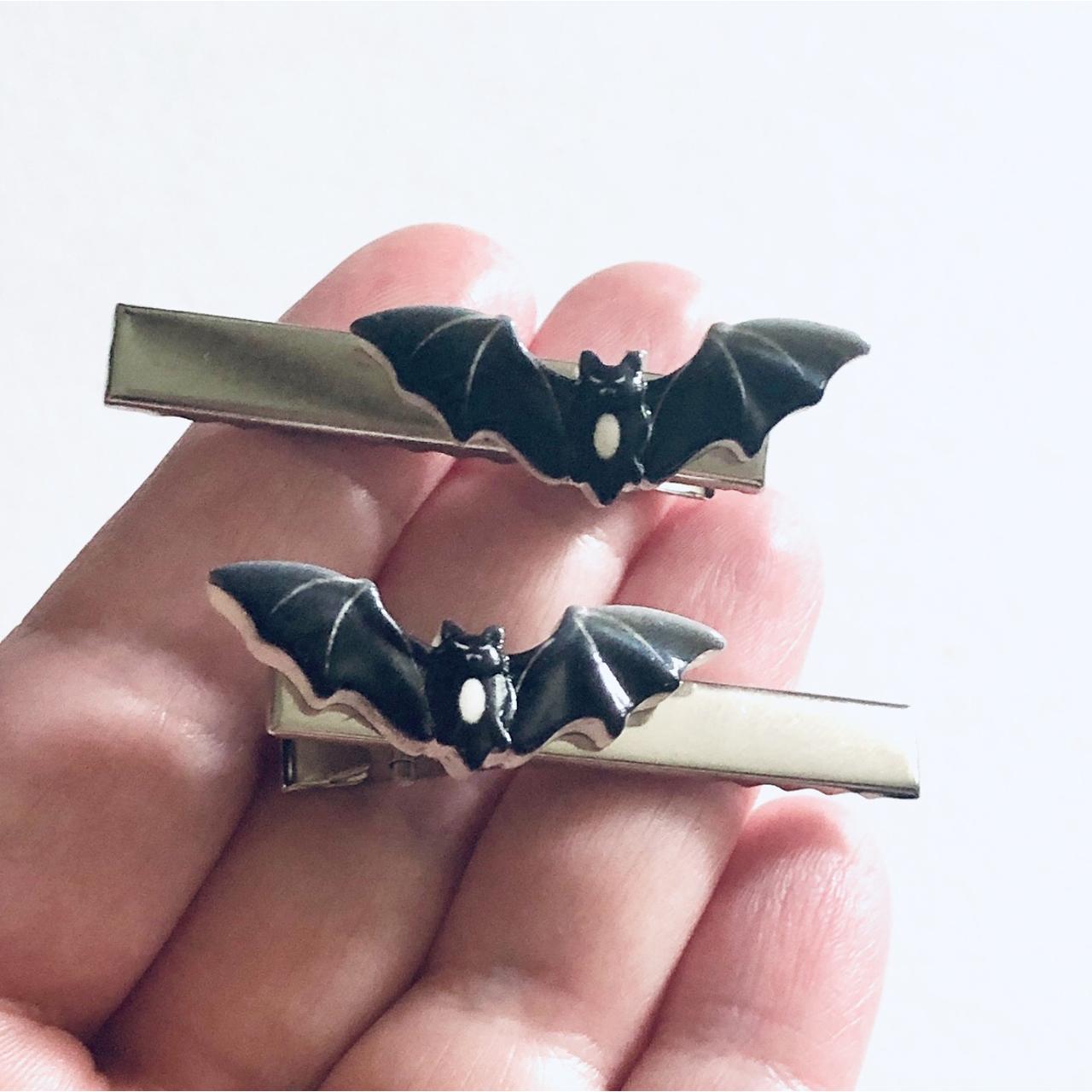 Black bats hair clips set of 2, Halloween hair clips... - Depop