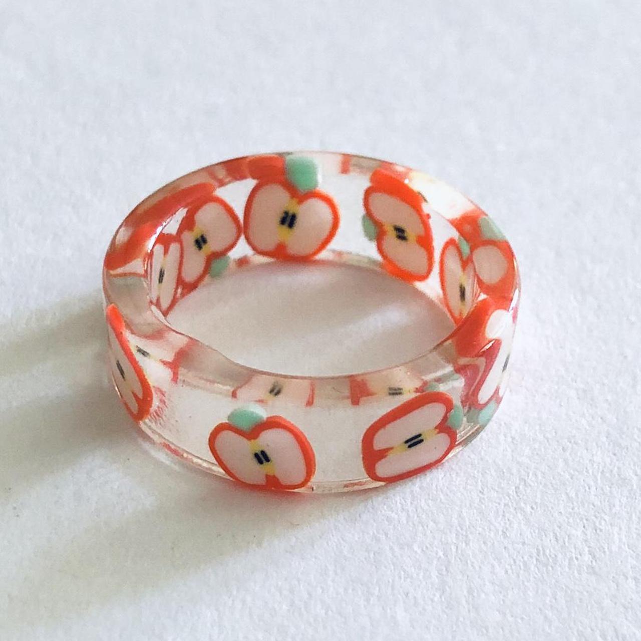 Resin dainty apple ring, clear transparent ring with... - Depop