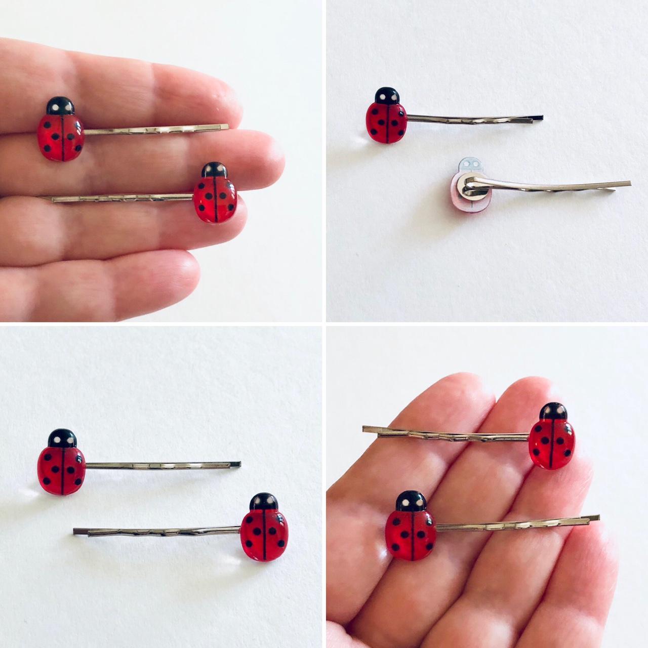 Ladybug bobby pins, lady bug hair clips, ladybird,... - Depop