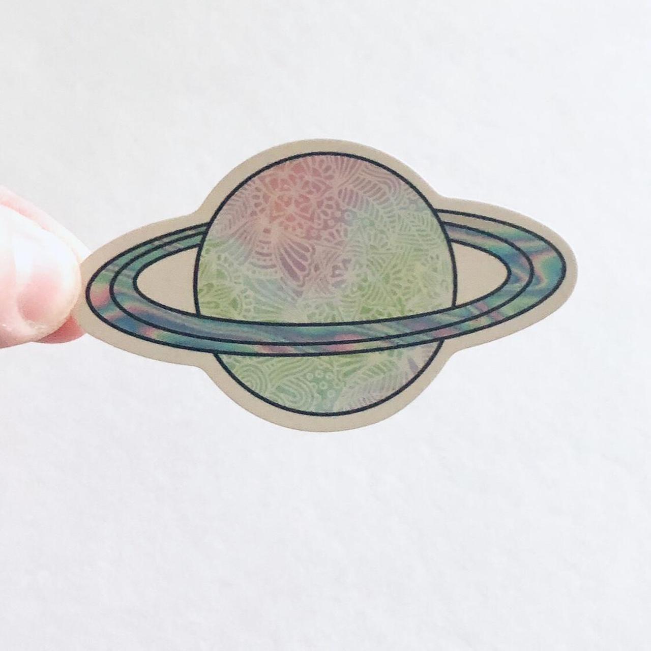 Rainbow pastel planet Saturn sticker, stationery... - Depop