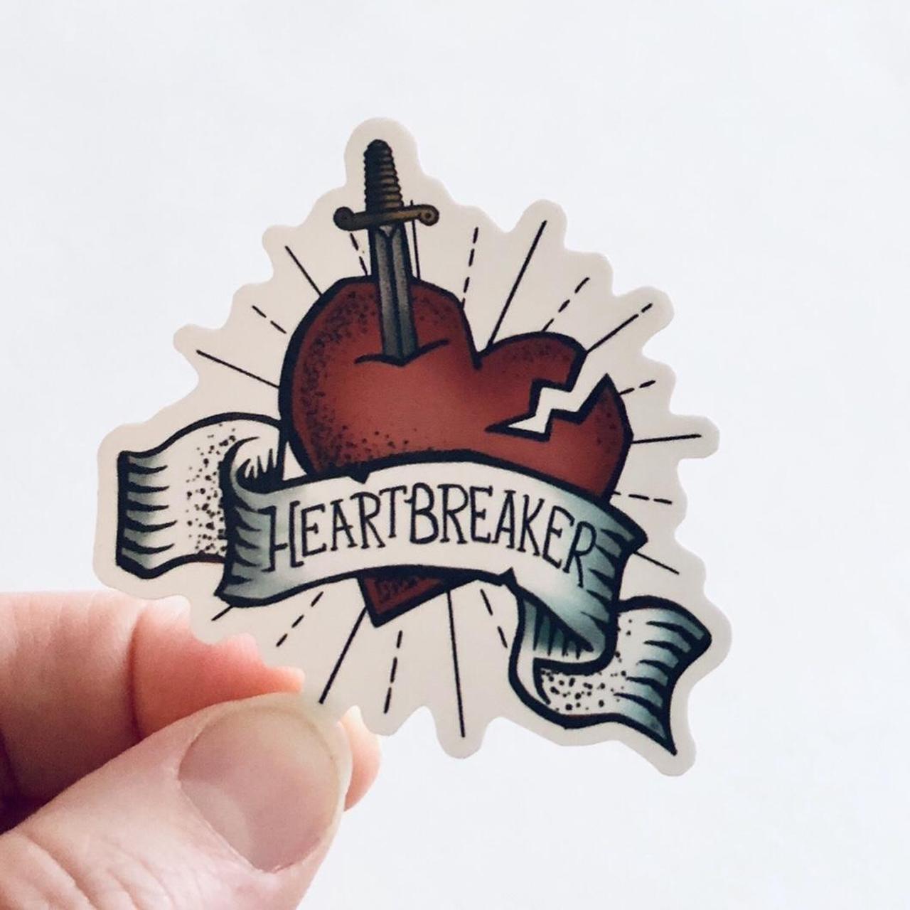 Gothic heart breaker sticker, dagger through heart,... - Depop