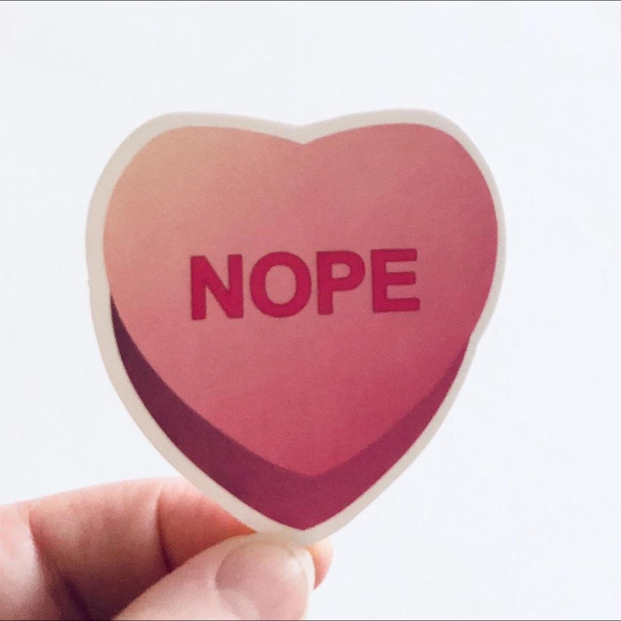 Pink heart nope sticker, heart shaped decal... - Depop