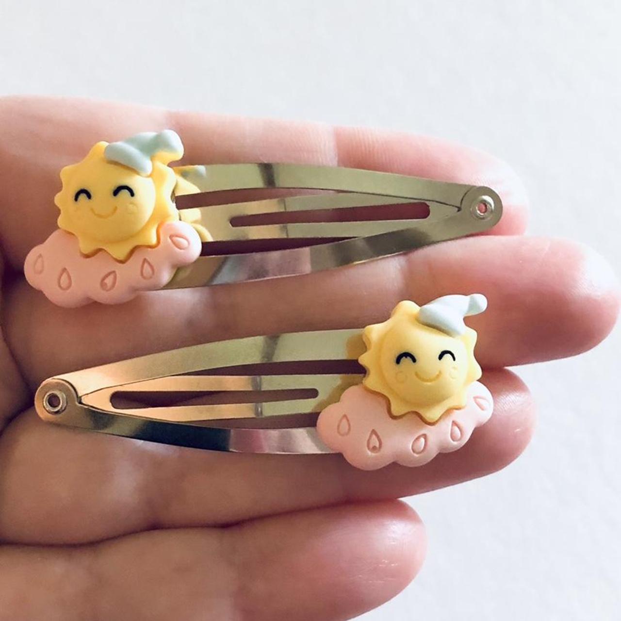 Sun and rain cloud hair clips, sun hair clips, cloud... - Depop
