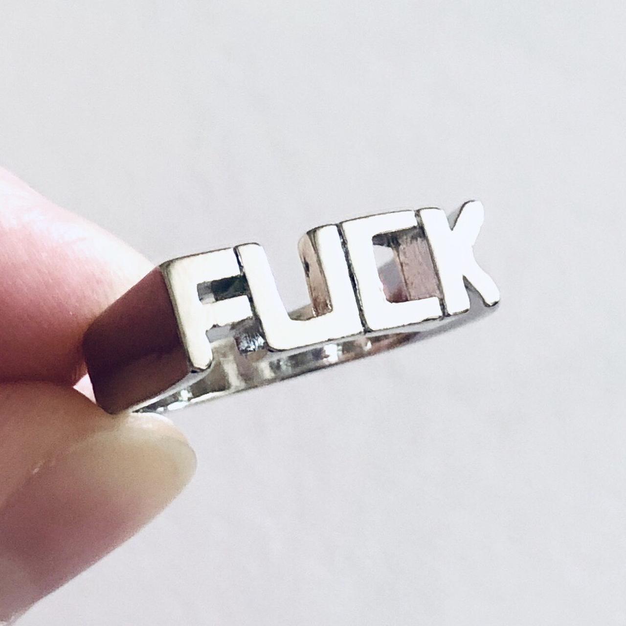 Rude F**k ring, swearing adult language silver ring,... - Depop
