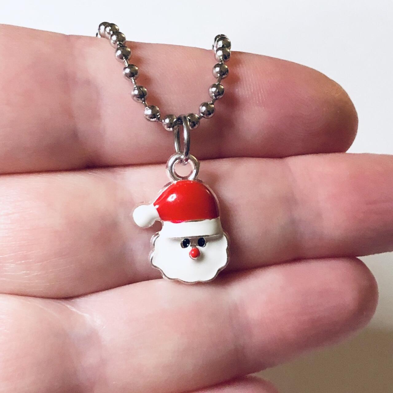 Santa necklace - Silver Santa Claus charm necklace,... - Depop