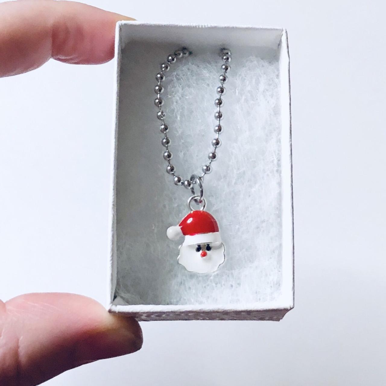 Santa necklace - Silver Santa Claus charm necklace,... - Depop