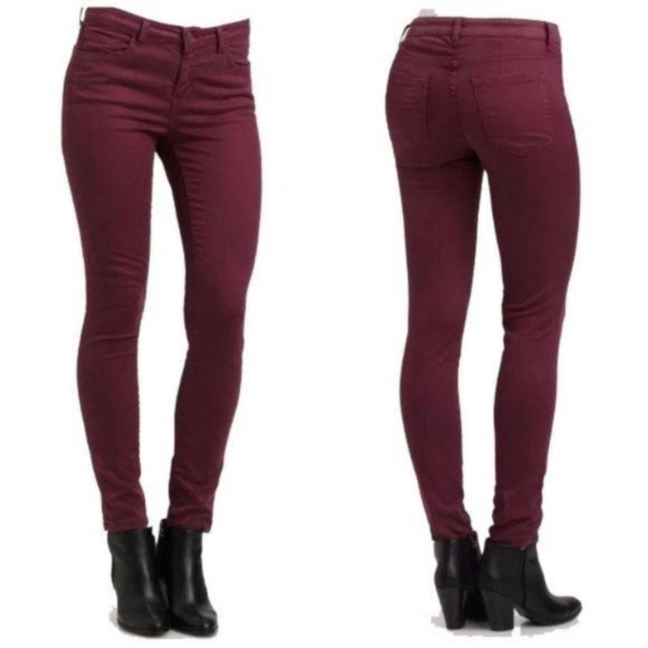 Joie Skinny Jeans in a maroon burgundy color. Five... - Depop