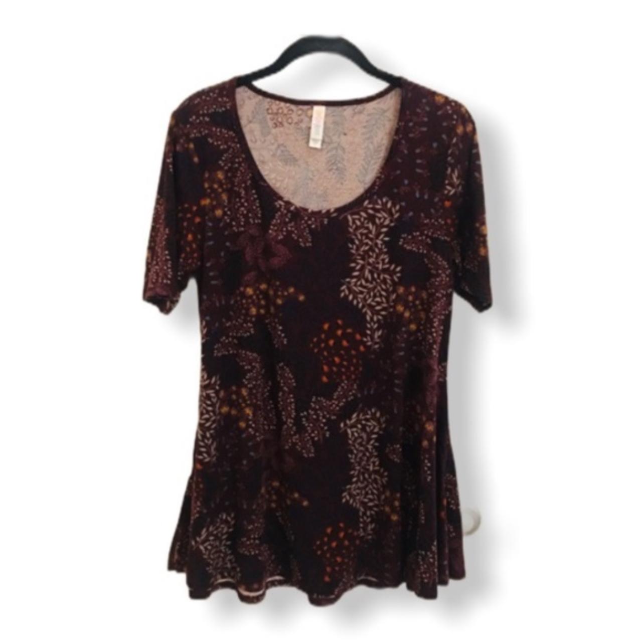 LulaRoe perfect T with a purple background and a... - Depop