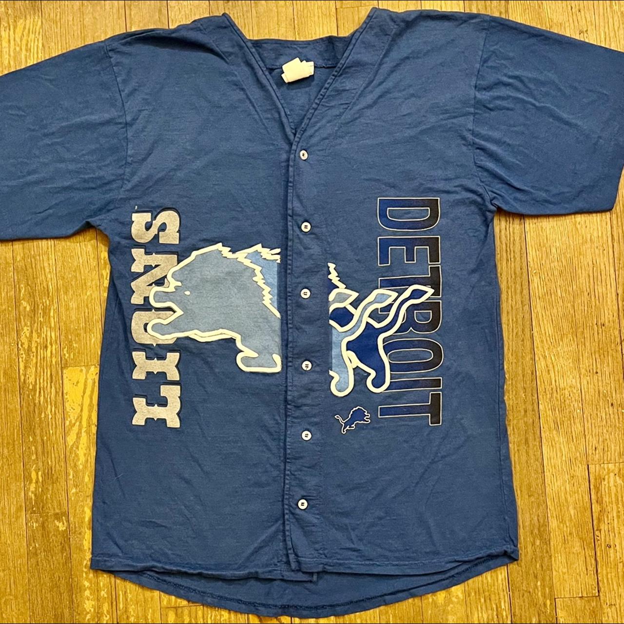 Vintage Detroit Lions baseball Jersey puff print... - Depop