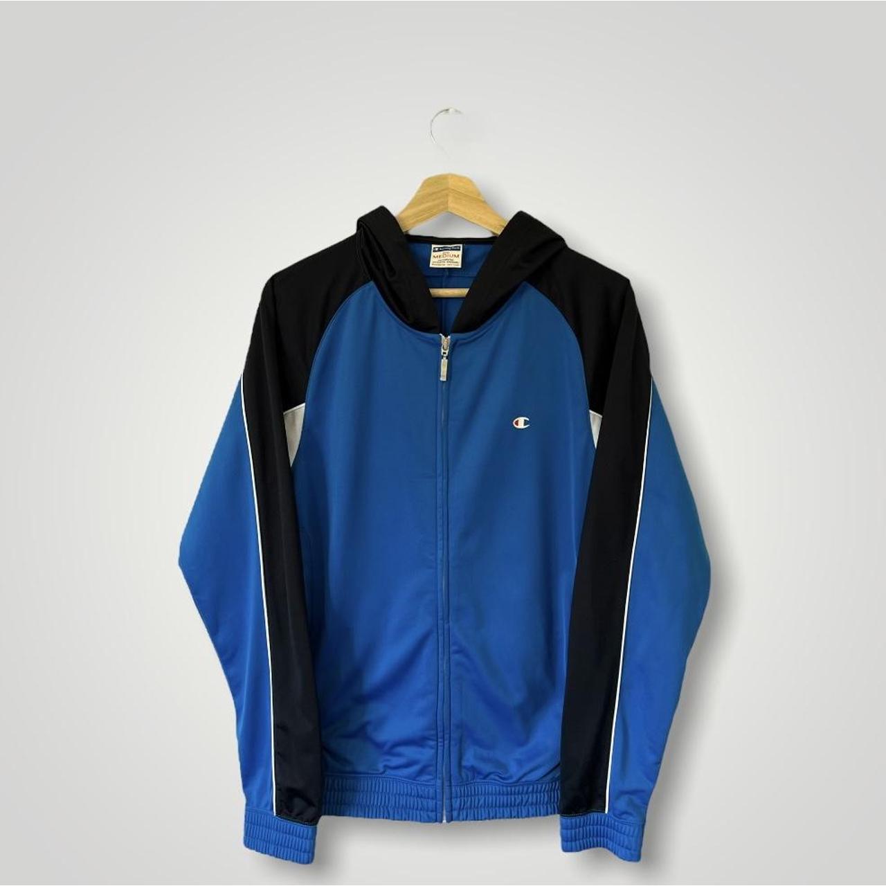 Champion Men's Blue and Black Jacket | Depop