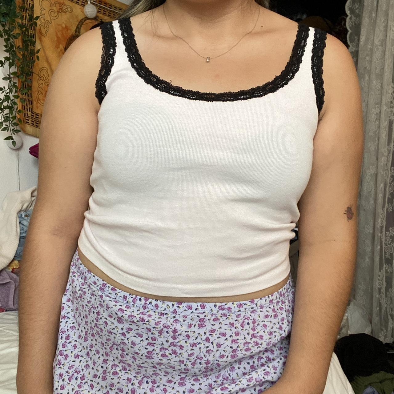 Lace Trim Tank 💗 Super Light Washed Pink Tank Top Depop