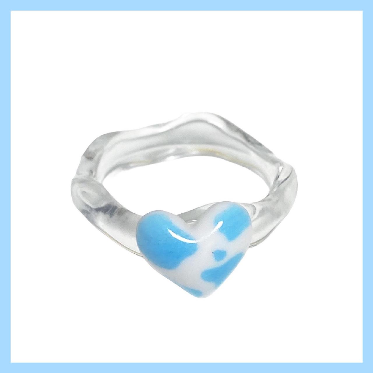 💕Heart blue cow mini wave ring💕 -high quality -does... - Depop