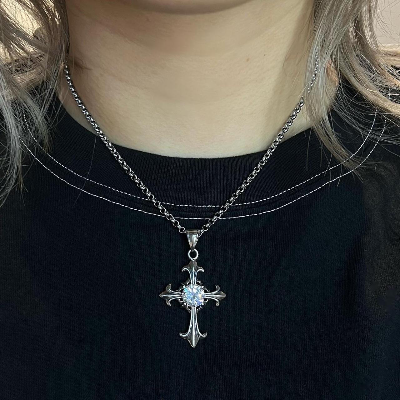 Reversible shiny cross necklace -does not tarnish... - Depop