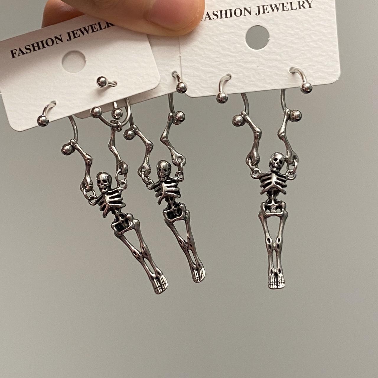 ⚰️Skeleton hanging double hoop piercing &... - Depop