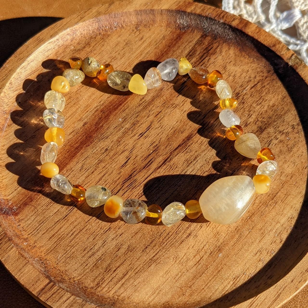 Angel Hair Golden Rutilated Quartz, Baltic Amber &... - Depop
