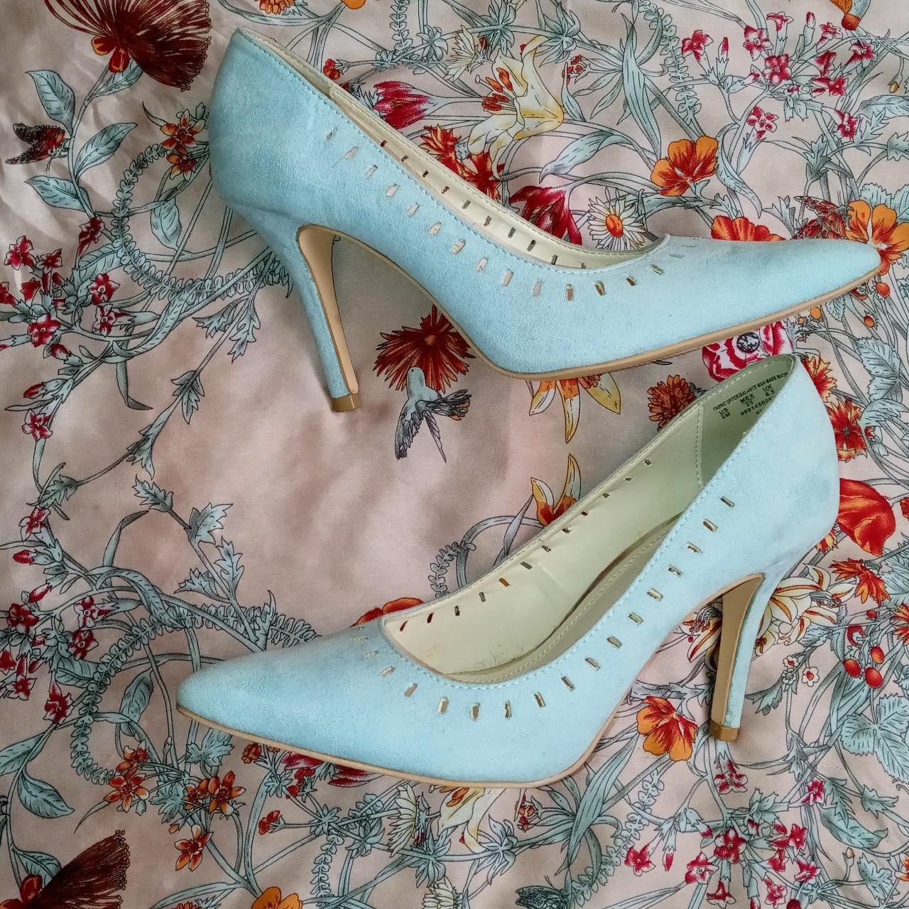 Baby Blue Modern Heels Cozy blue heels. Lightly... - Depop