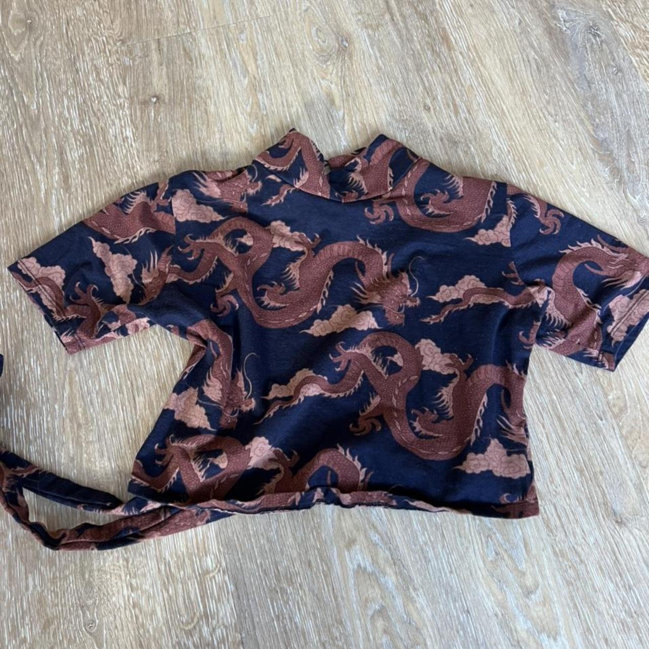 Motel Rocks Crop Top Tie In The Back Dragons Worn Depop