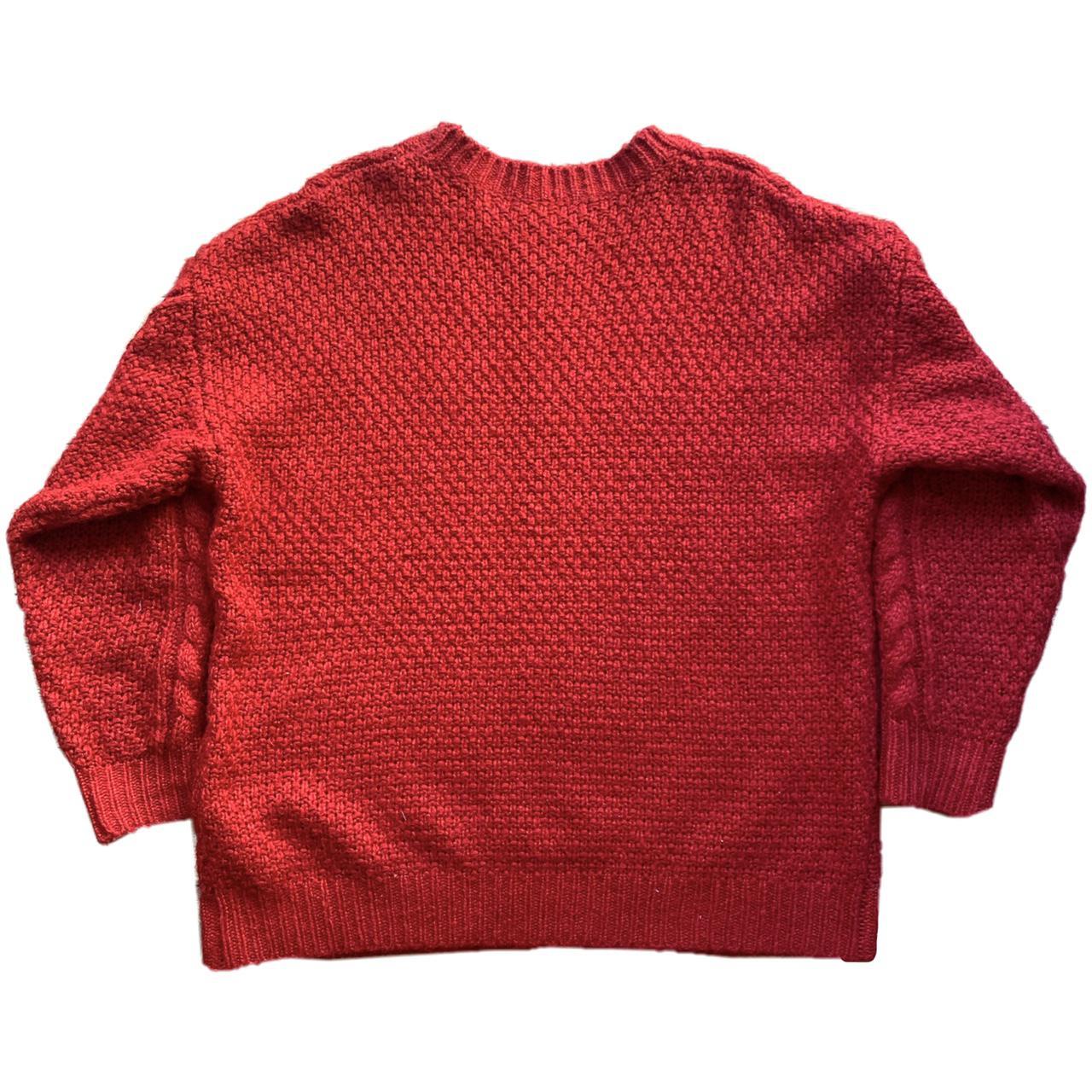 Red knitted oversized jumper, the material is super... - Depop