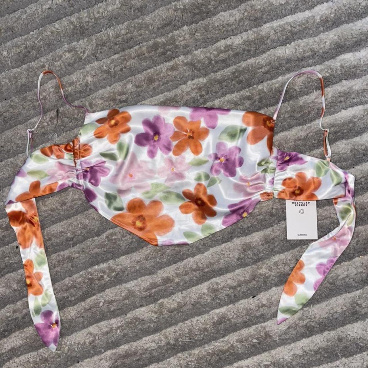 GLASSONS gorgeous satin floral tie top, can be worn... - Depop