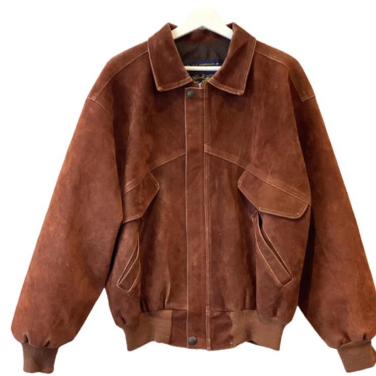 Brown suede flying jacket. Multiple pockets in... - Depop