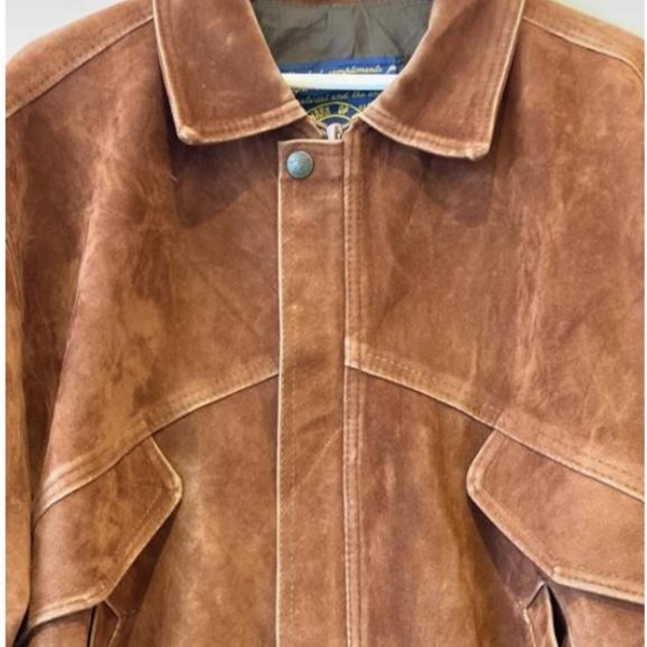 Brown suede flying jacket. Multiple pockets in... - Depop