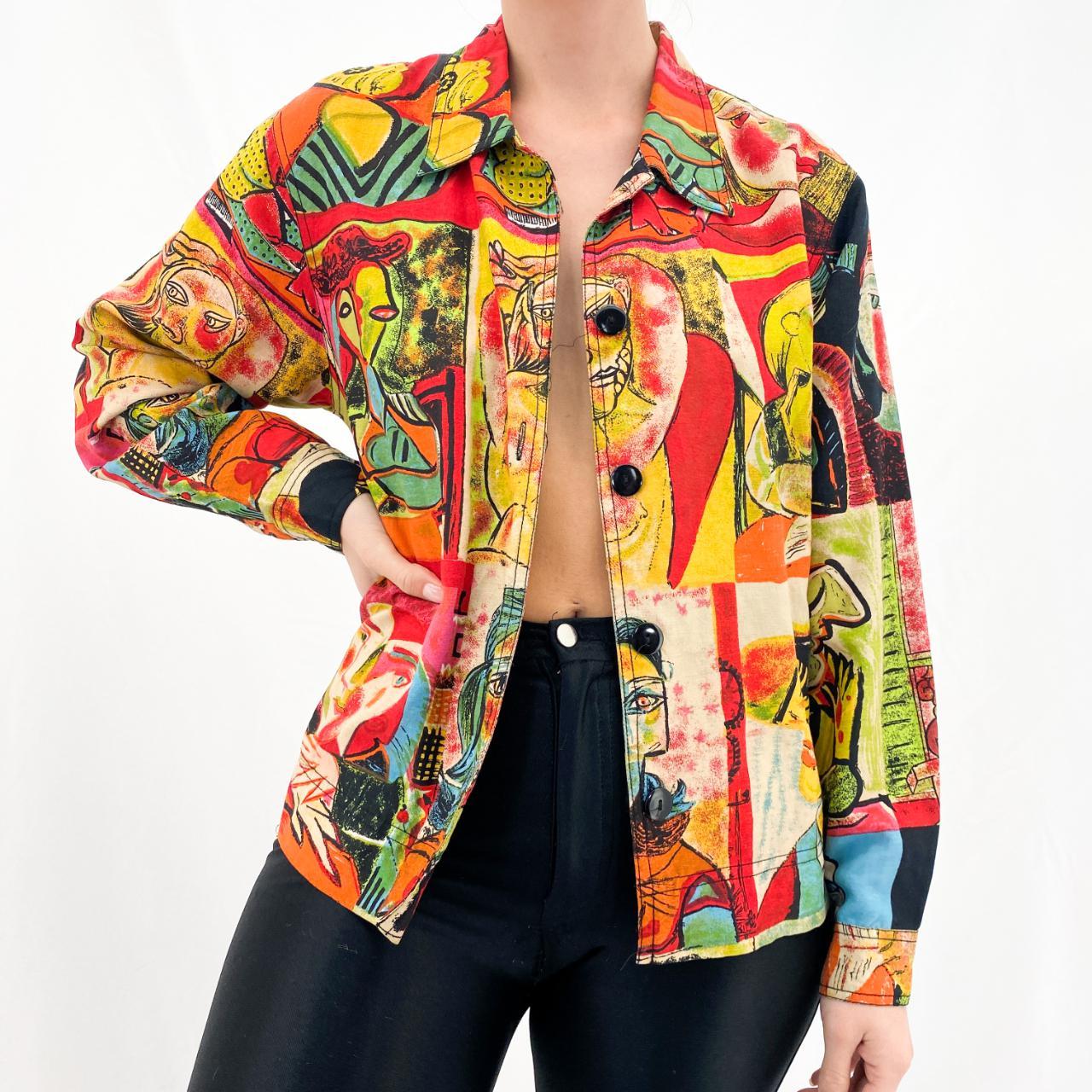 [#1842] A Gorgeous Y2k Yellow + Green Graphic Print... - Depop