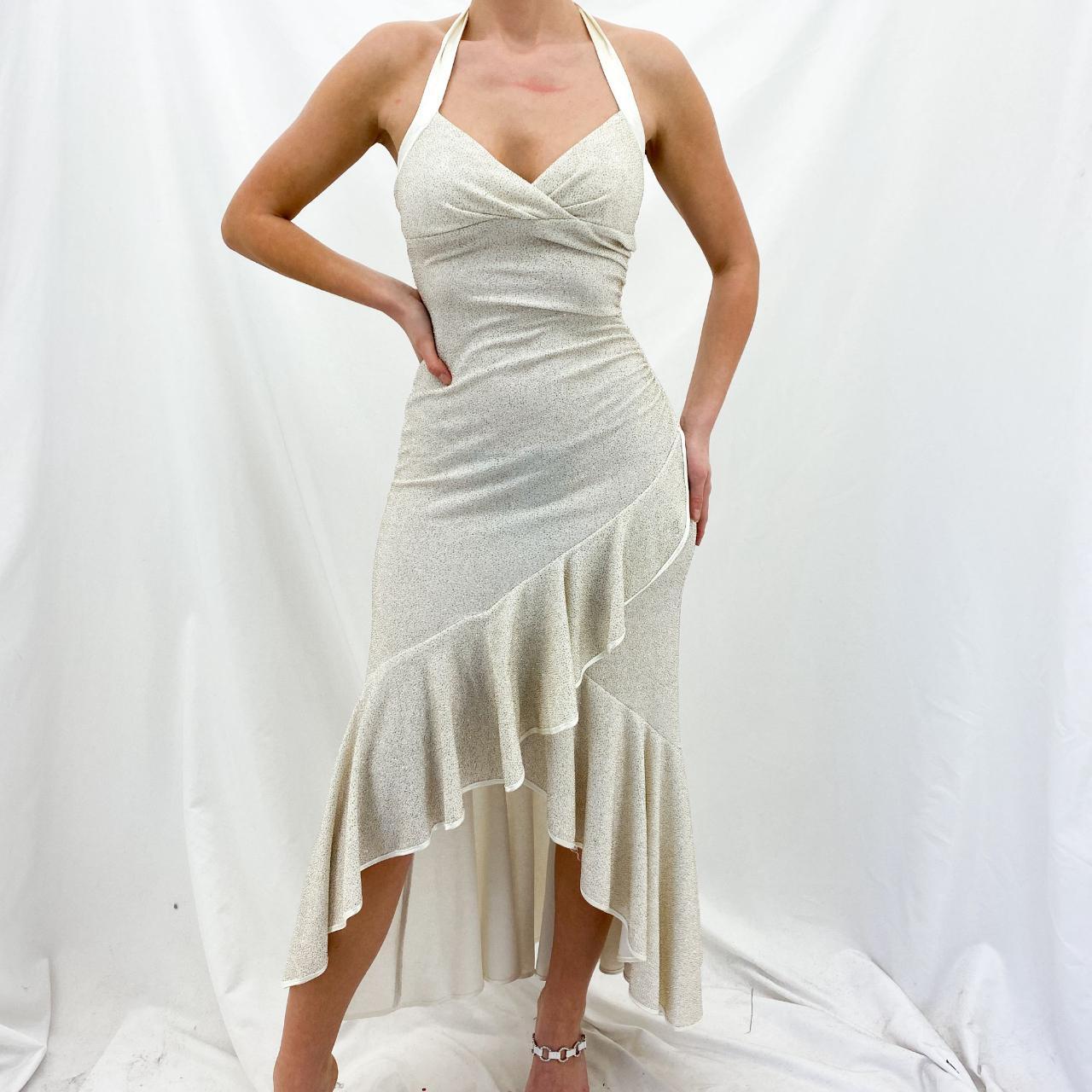 [#7201] A Gorgeous 90s Ivory Formal Bodycon Formal... - Depop
