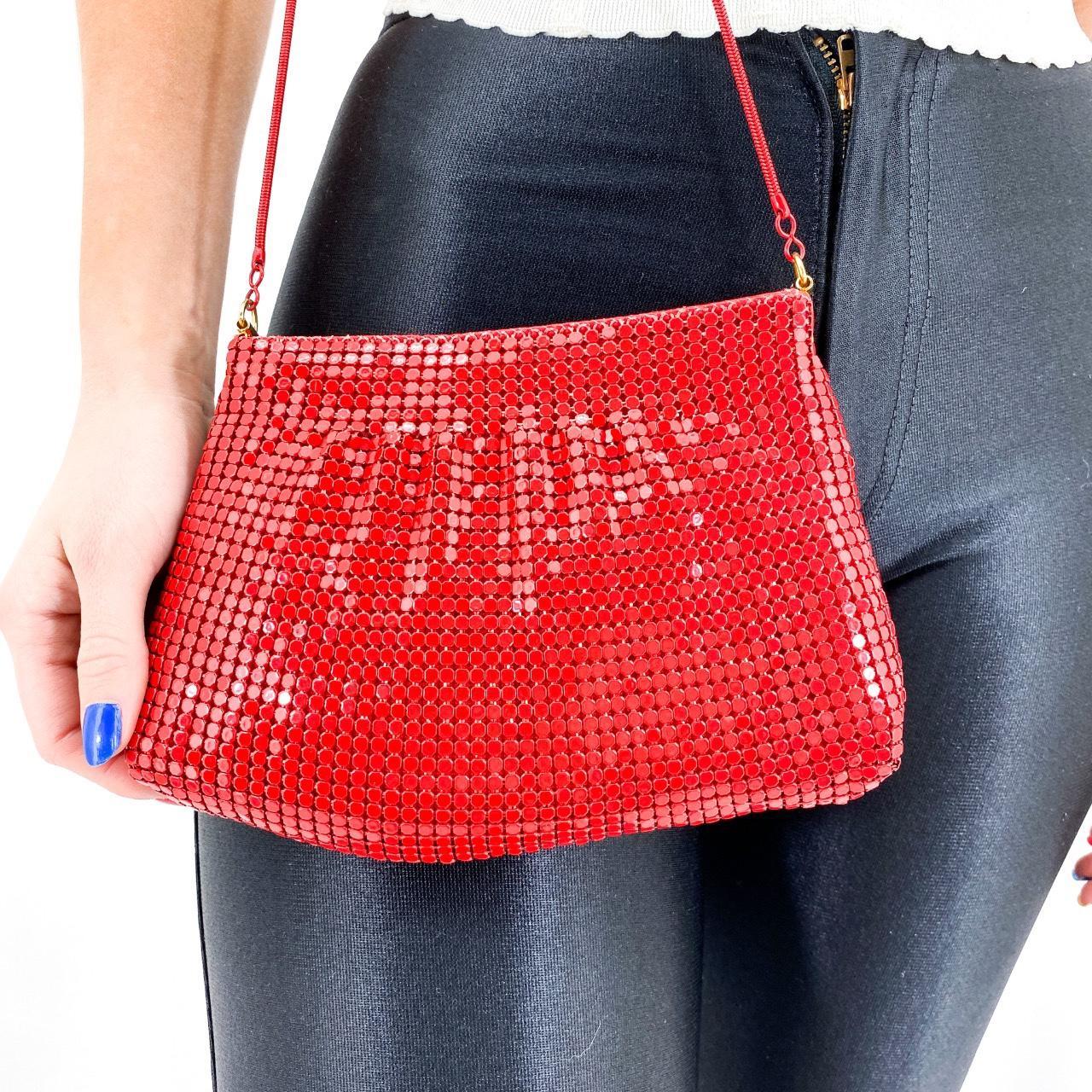 [#88] Red Sequin Purse Small size Zipper Closure... - Depop