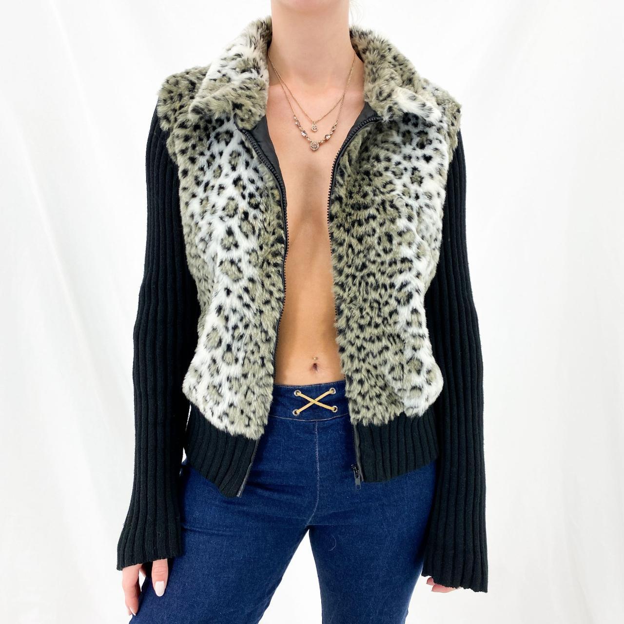 [#8243] Y2k Vintage Black + Brown Leopard Print... - Depop