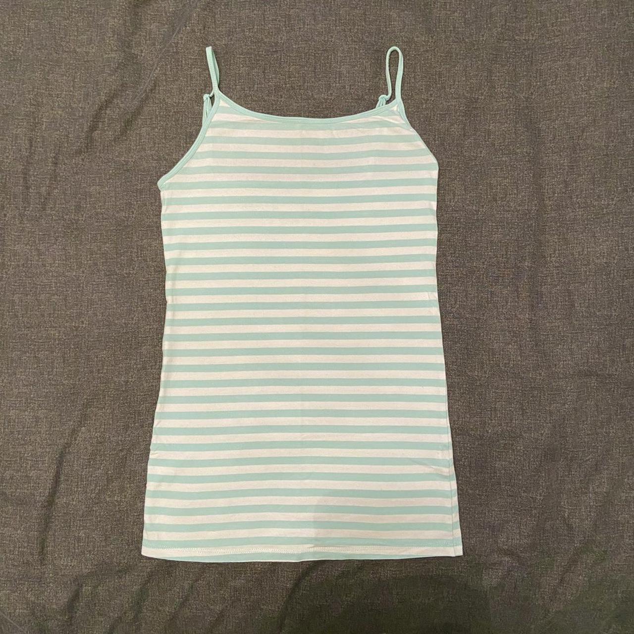 light blue & white striped tank top cami🌊 pink &... - Depop