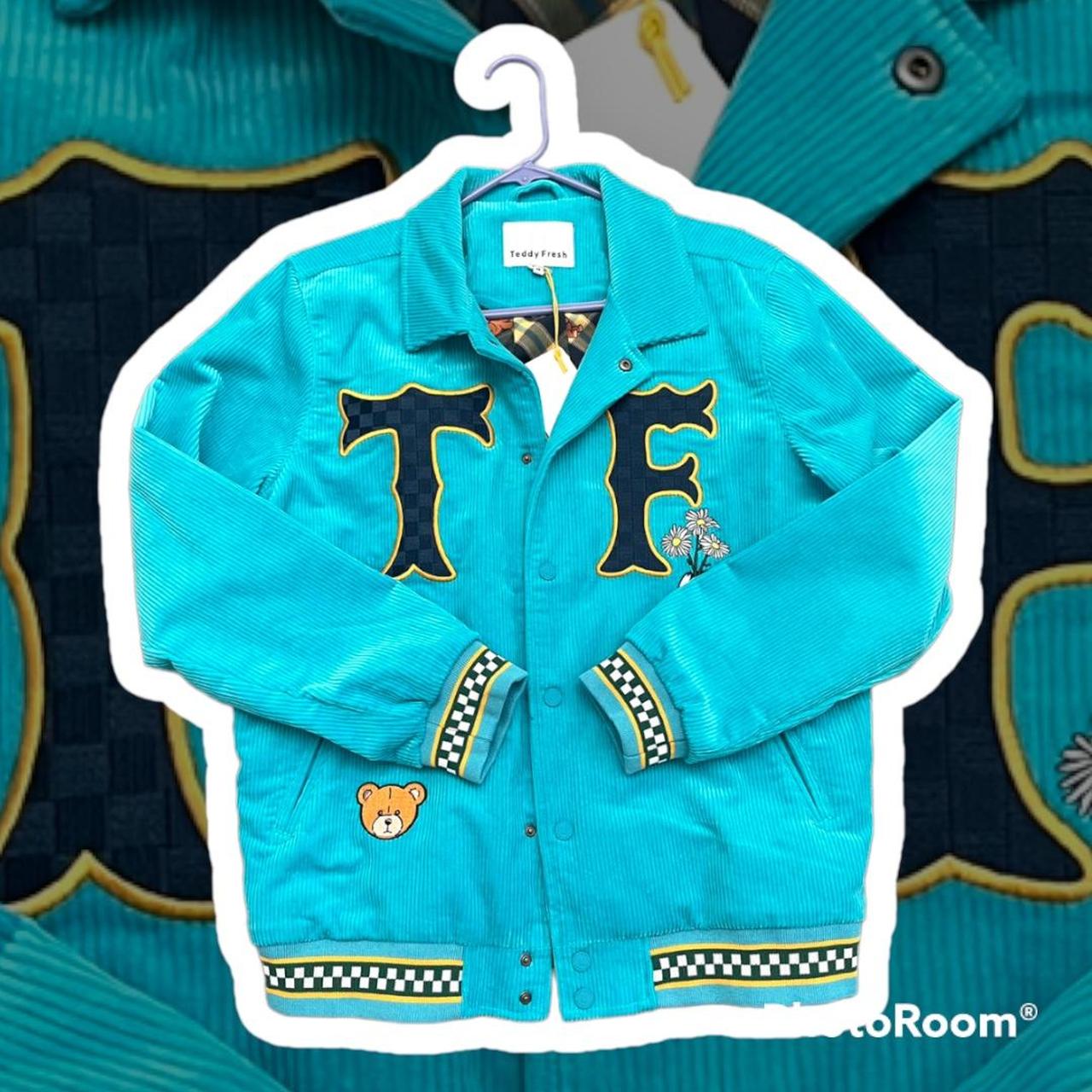 Teddy Fresh Women's Blue and Green Jacket | Depop