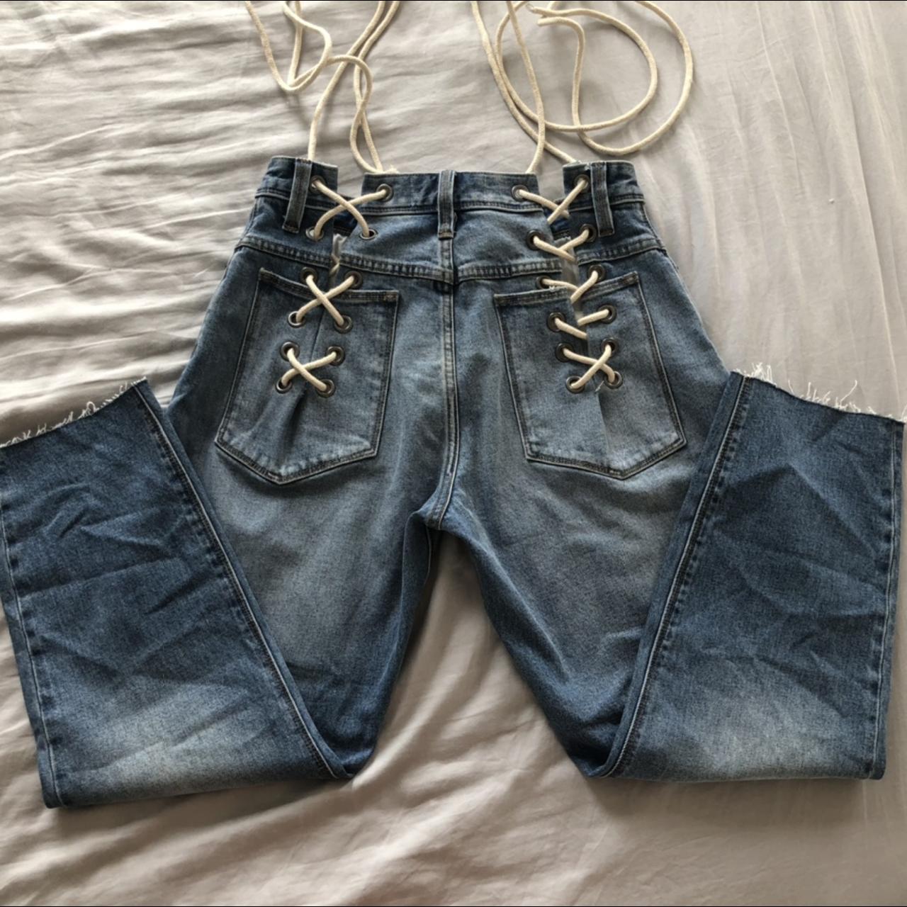 More photos of lace up jeans - Depop