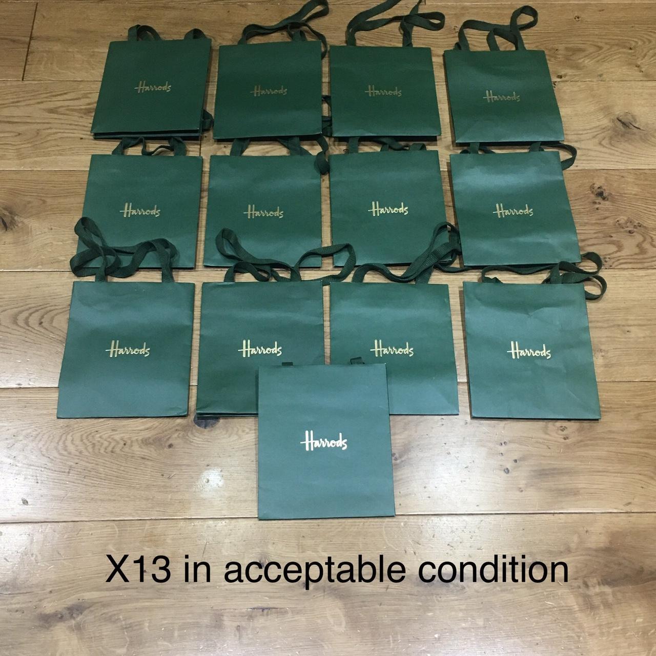 Harrods green paper bags Extra small 21 x 18 x 8.5... - Depop