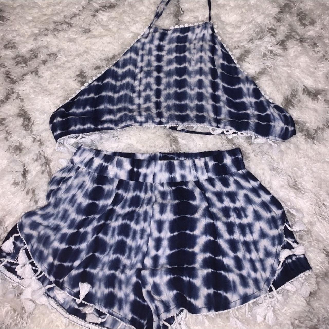 Zaful Two-Piece Blue Tye-dye set only worn once - Depop