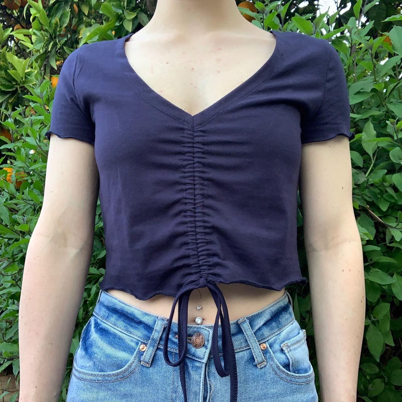 Women's Navy Crop-top | Depop