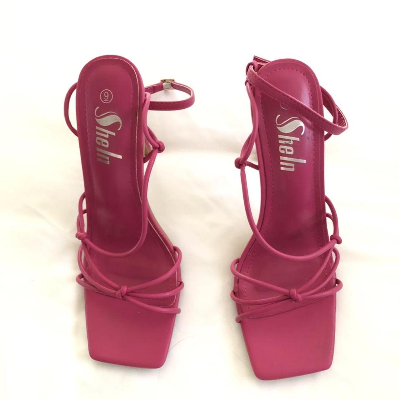 shein hot pink heels, only worn once. strappy heels,... - Depop