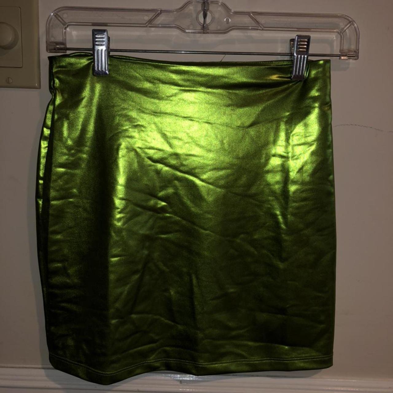 Dolls Kill neon green latex mini skirt. Super sexy... - Depop