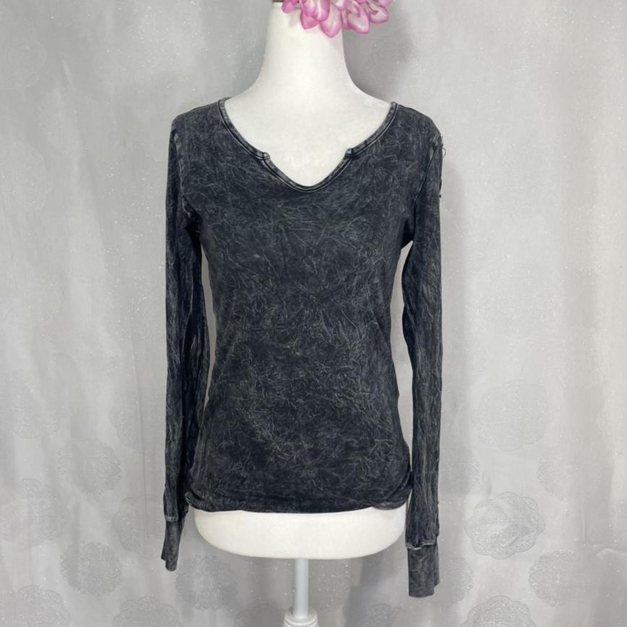 Dark grey distressed long sleeve top size S/M ️basic... - Depop