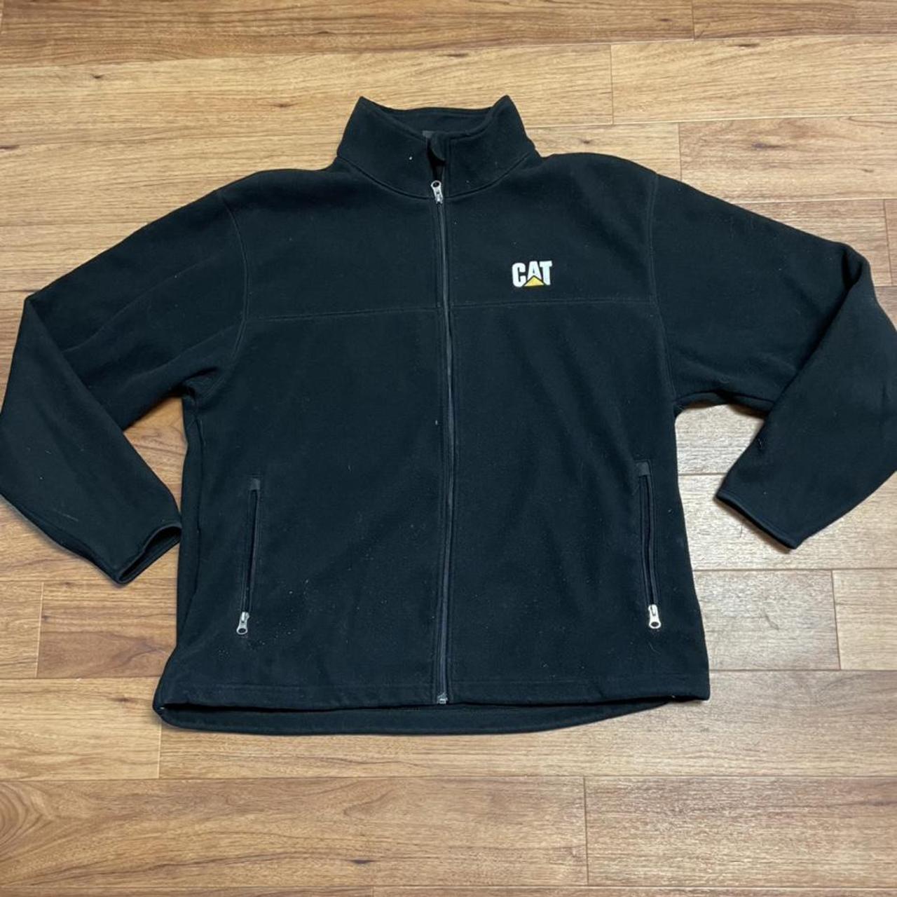 VINTAGE CAT Zip Up Fleece Side Zip Pockets Size:... | Depop