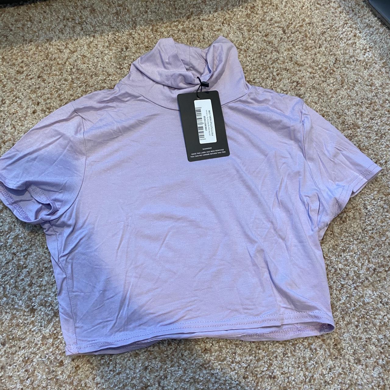 Pretty little thing lilac cropped turtle neck top!!... - Depop
